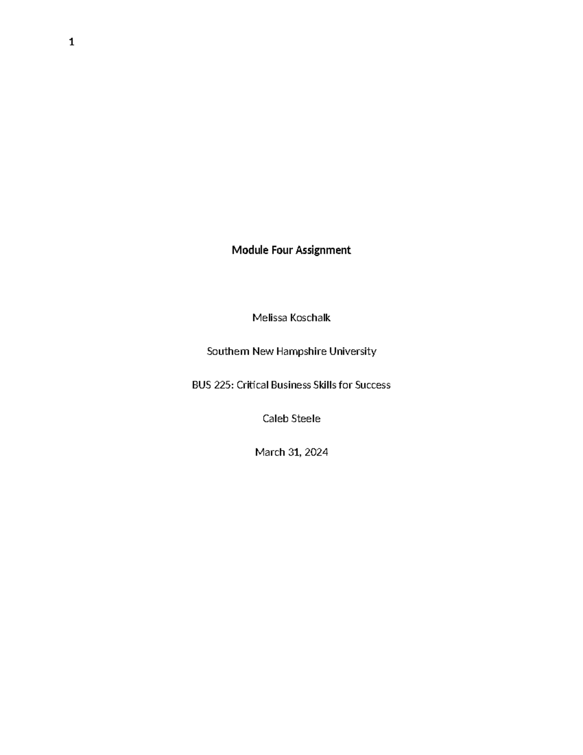 BUS225 Module Four Assignment new - Module Four Assignment Melissa ...