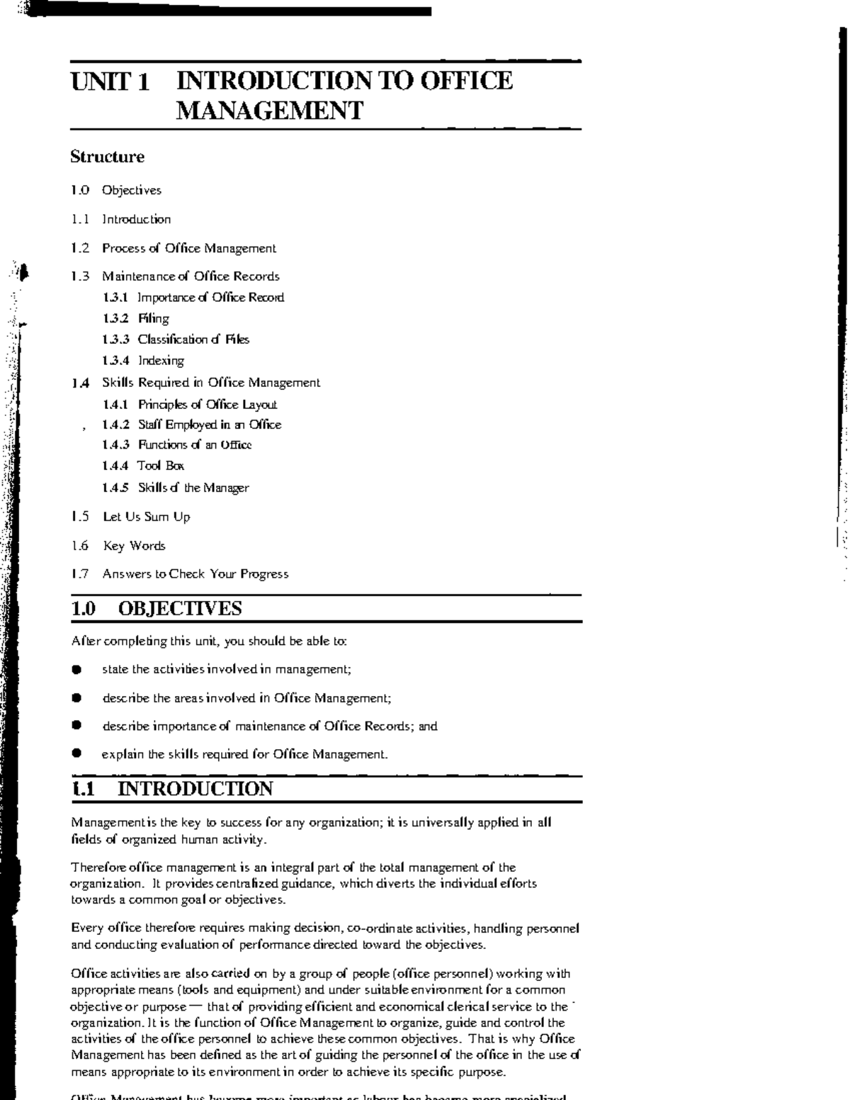 Unit-1 - UNIT 1 INTRODUCTION TO OFFICE MANAGEMENT ####### Structure 1 ...