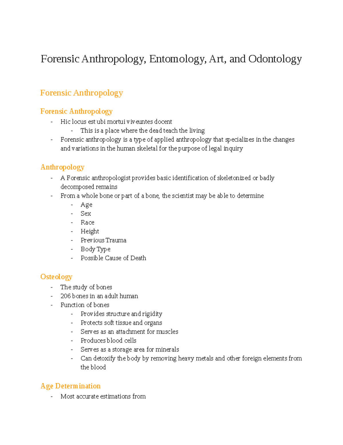 Unit 7- Forensic Anthropology, Entomology, Art, and Odontology ...