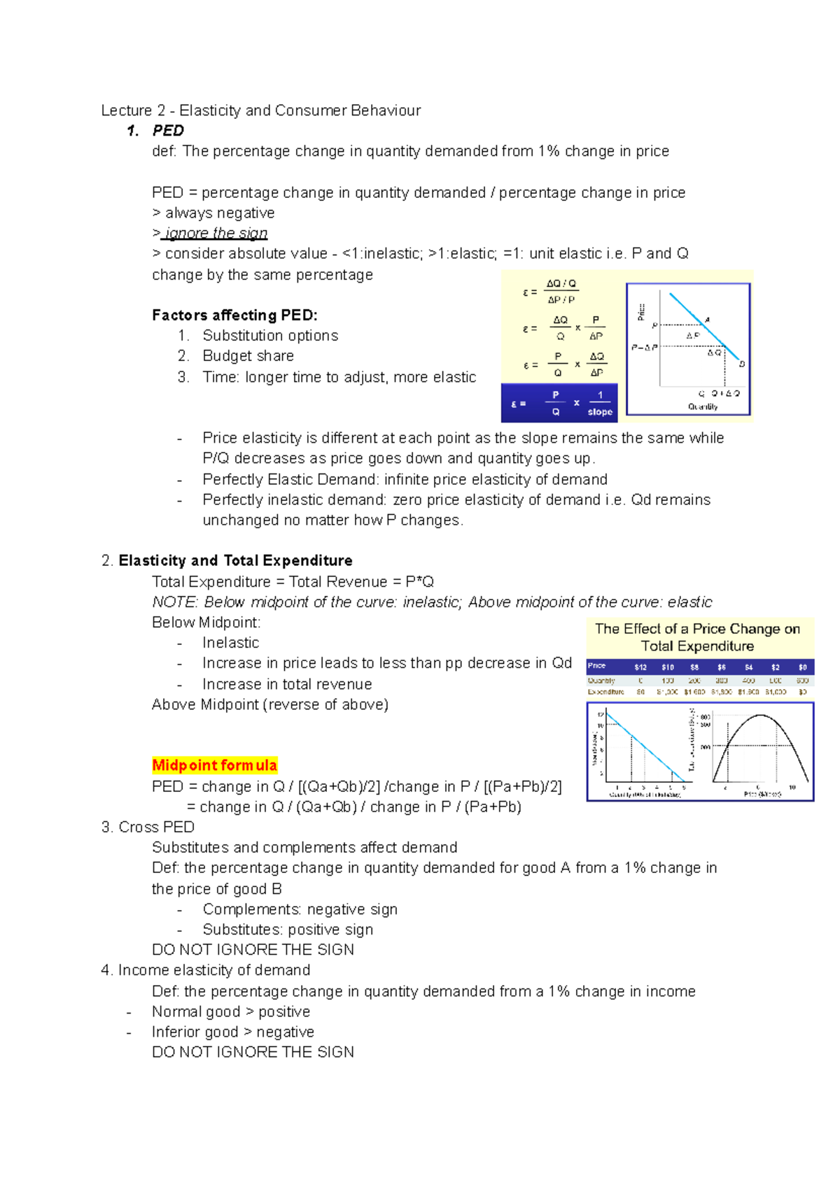 HE5091 Revision_Lecture2 - Lecture 2 - Elasticity and Consumer ...