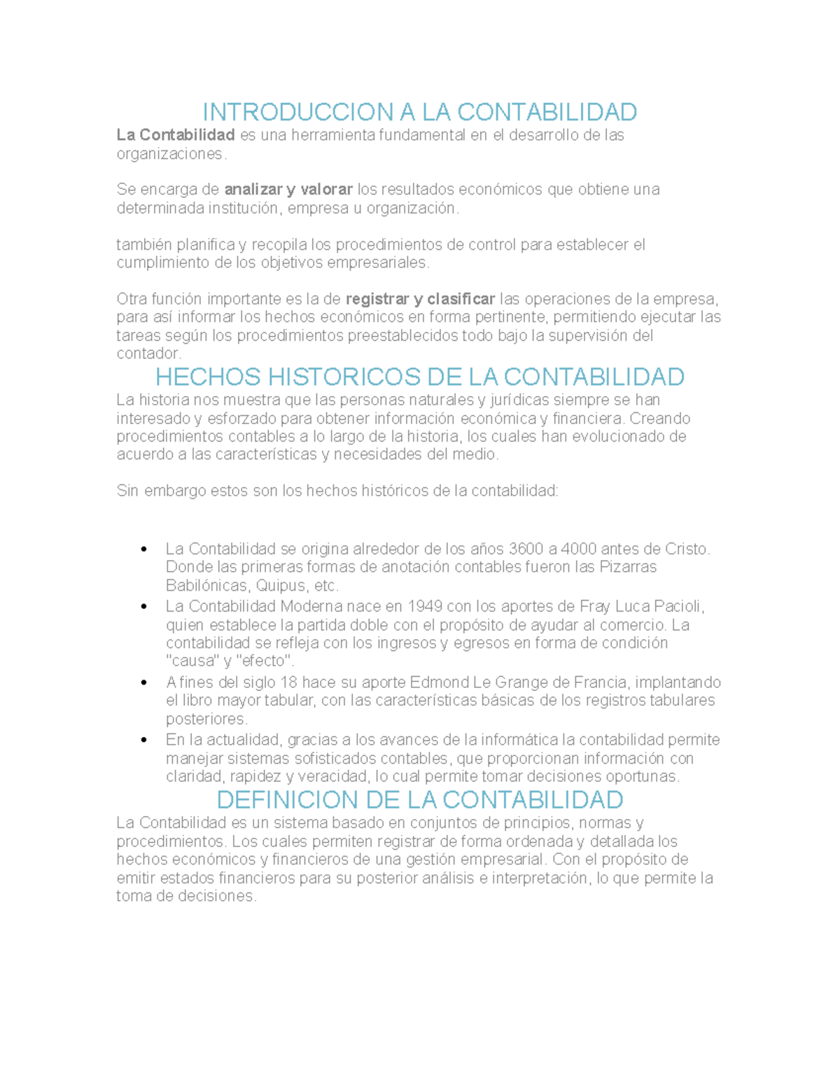 Introduccion a la contabilidad - INTRODUCCION A LA CONTABILIDAD La ...