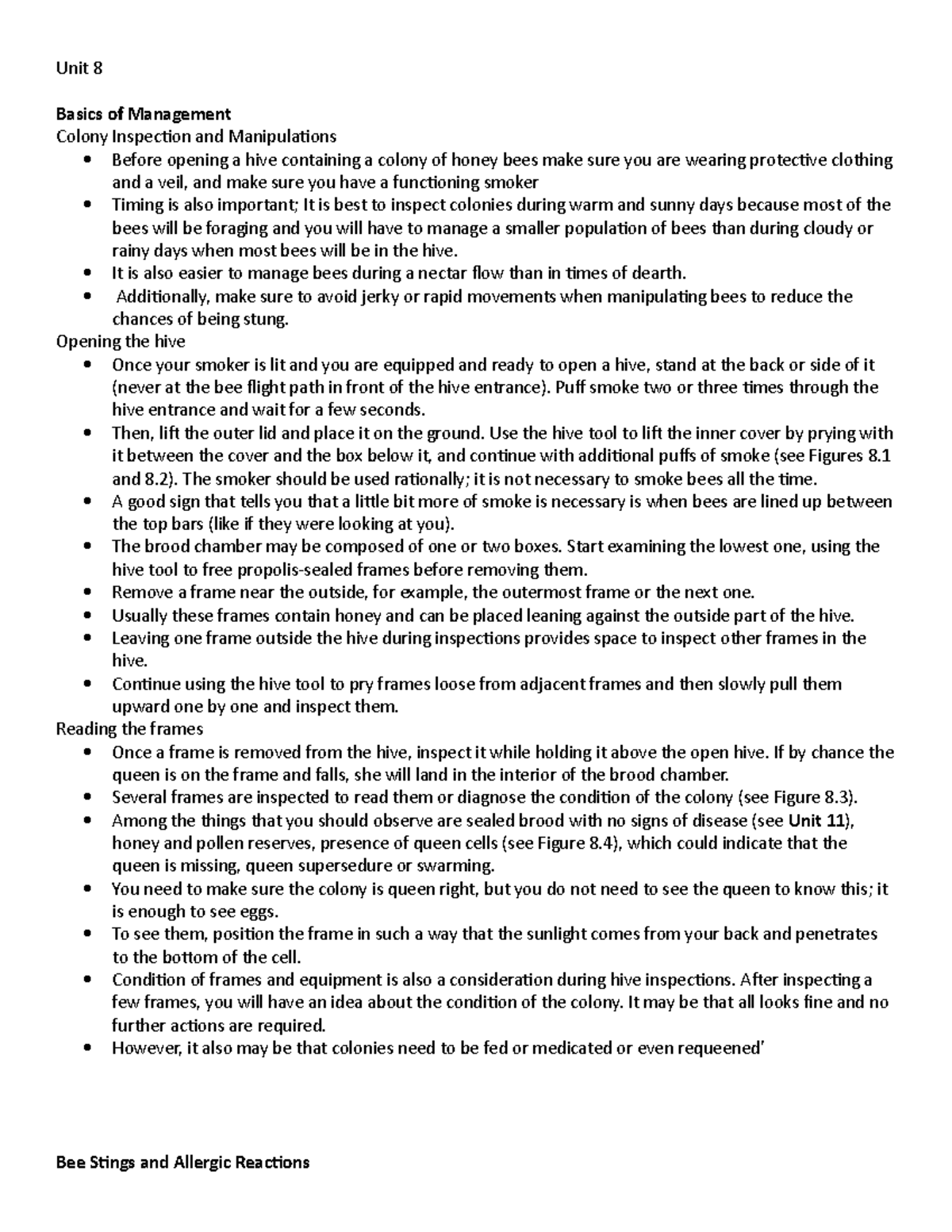 Unit 8 - unit 8 content notes - Unit 8 Basics of Management Colony ...