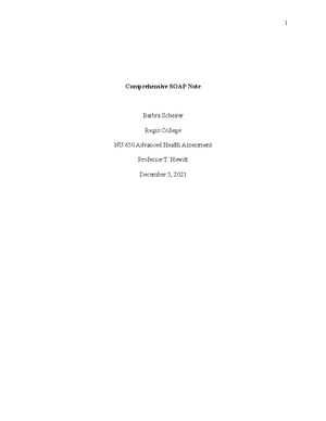 SICK Visit SOAP NOTE FOR Heent NECK (NU 650) - SICK VISIT SOAP NOTE ...