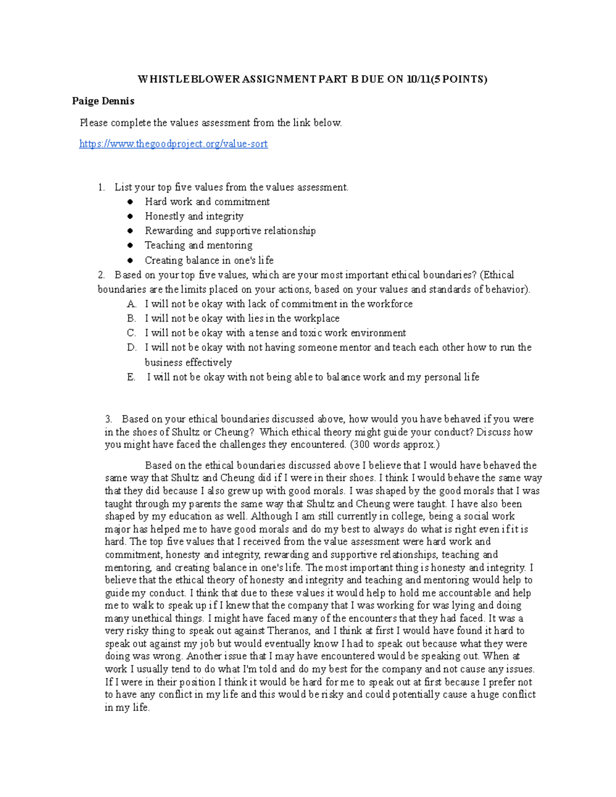 Whistleblower Assignment PART B DUE ON 10 11(5 Points) - WHISTLEBLOWER ...