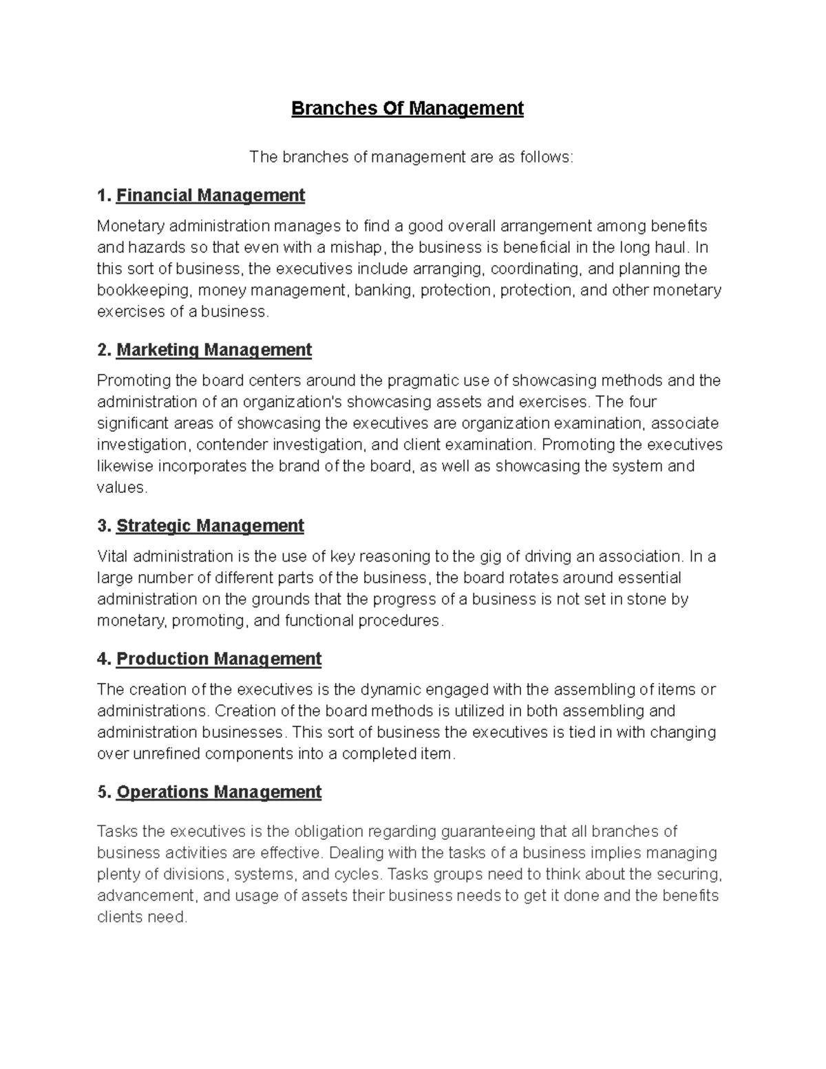 Chapter-1 Branches Of Management - Branches Of Management The branches ...