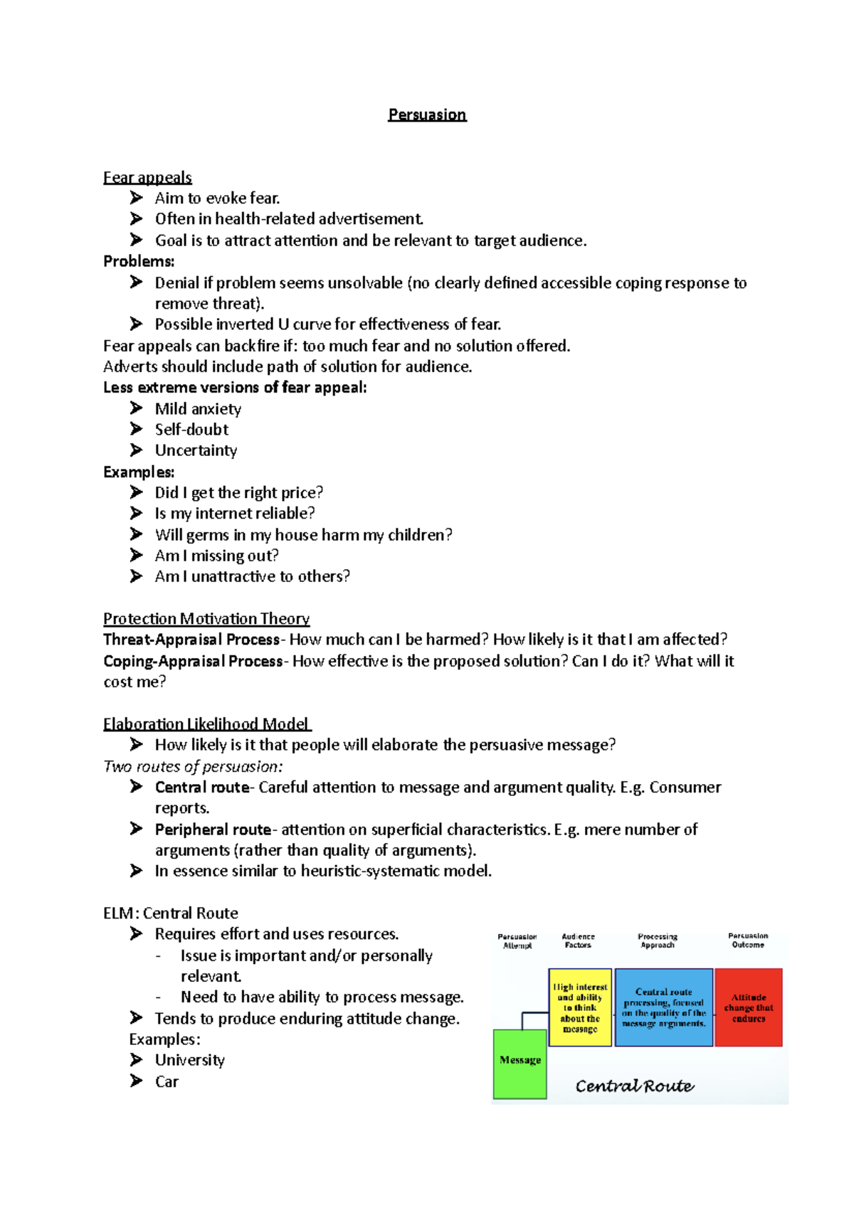 Week 4 Persuasion - Lecture notes 4 - Persuasion Fear appeals Aim to ...