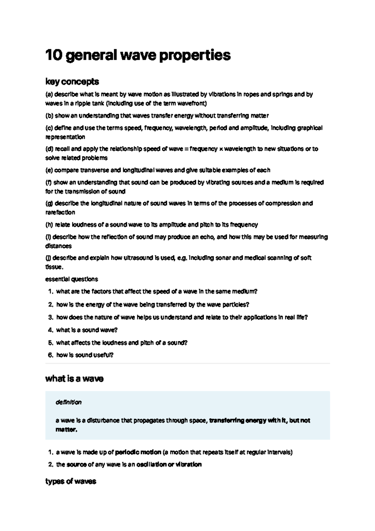 10 general wave properties - 10 general wave properties key concepts (a ...