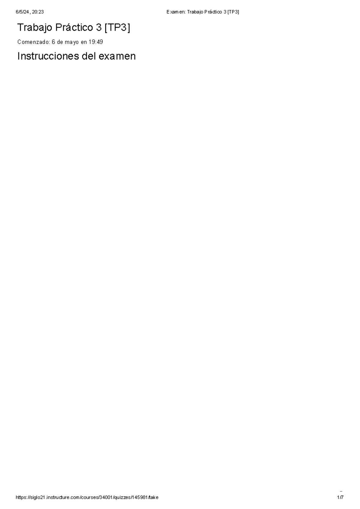 [TP3] Producción II 95% - Trabajo Práctico 3 [TP3] Comenzado: 6 de mayo en 19: Instrucciones del ...