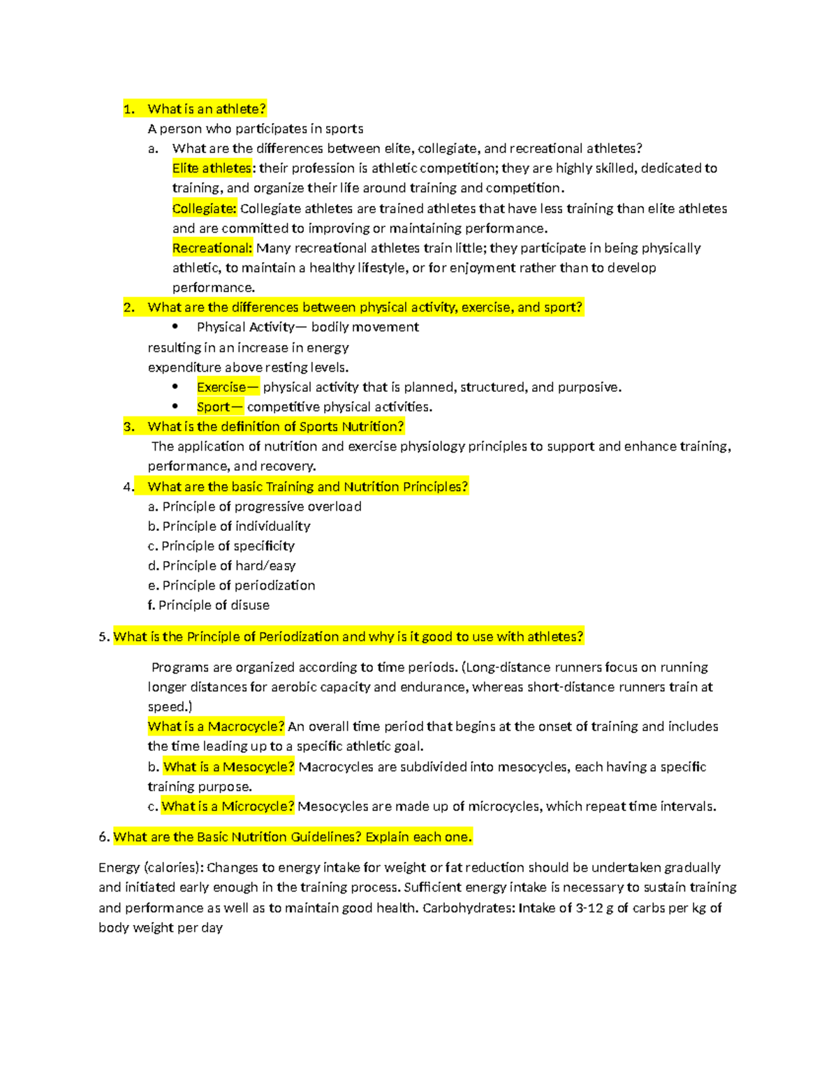 Sports review questions - What is an athlete? A person who participates ...