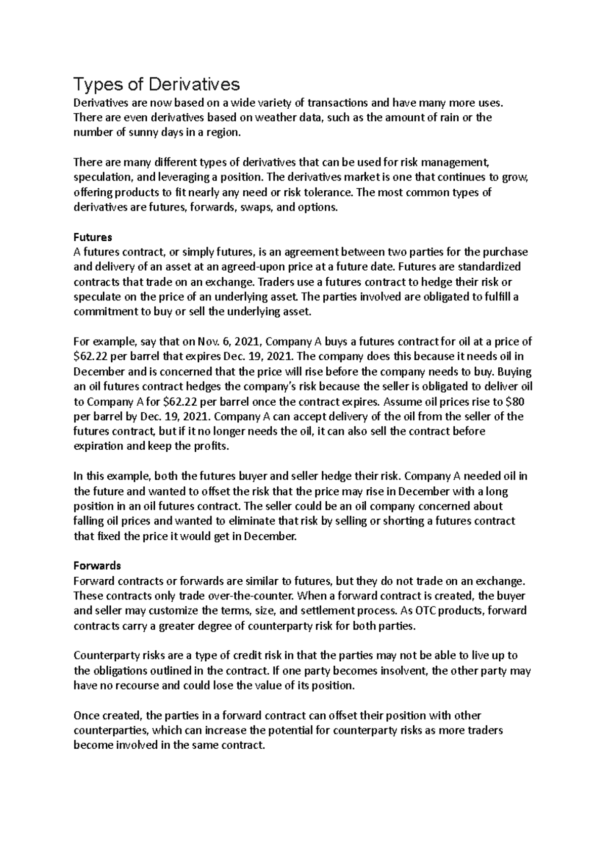 What are different types of Derivatives - Types of Derivatives ...