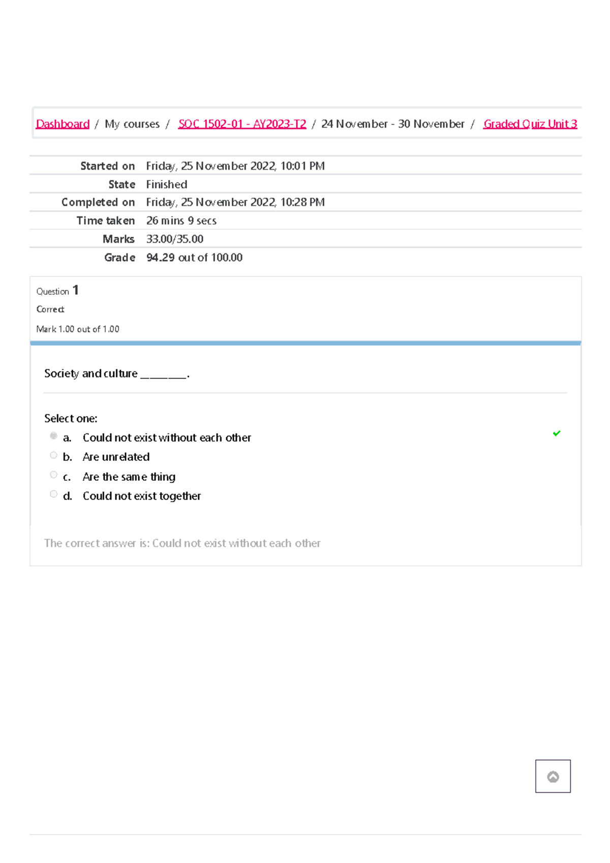 Graded Quiz Unit 3 Attempt review - Started on Friday, 25 November 2022 ...