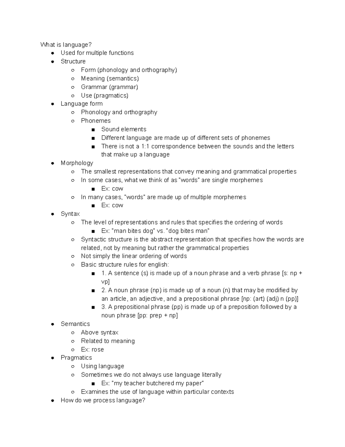 Chapter 9 Language Lecture Notes 9 What Is Language Used For