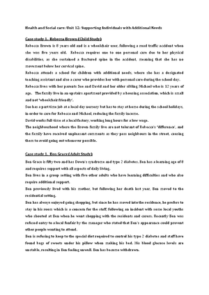 UNIT 1 - Chapter Booklet health and social care human lifespan ...