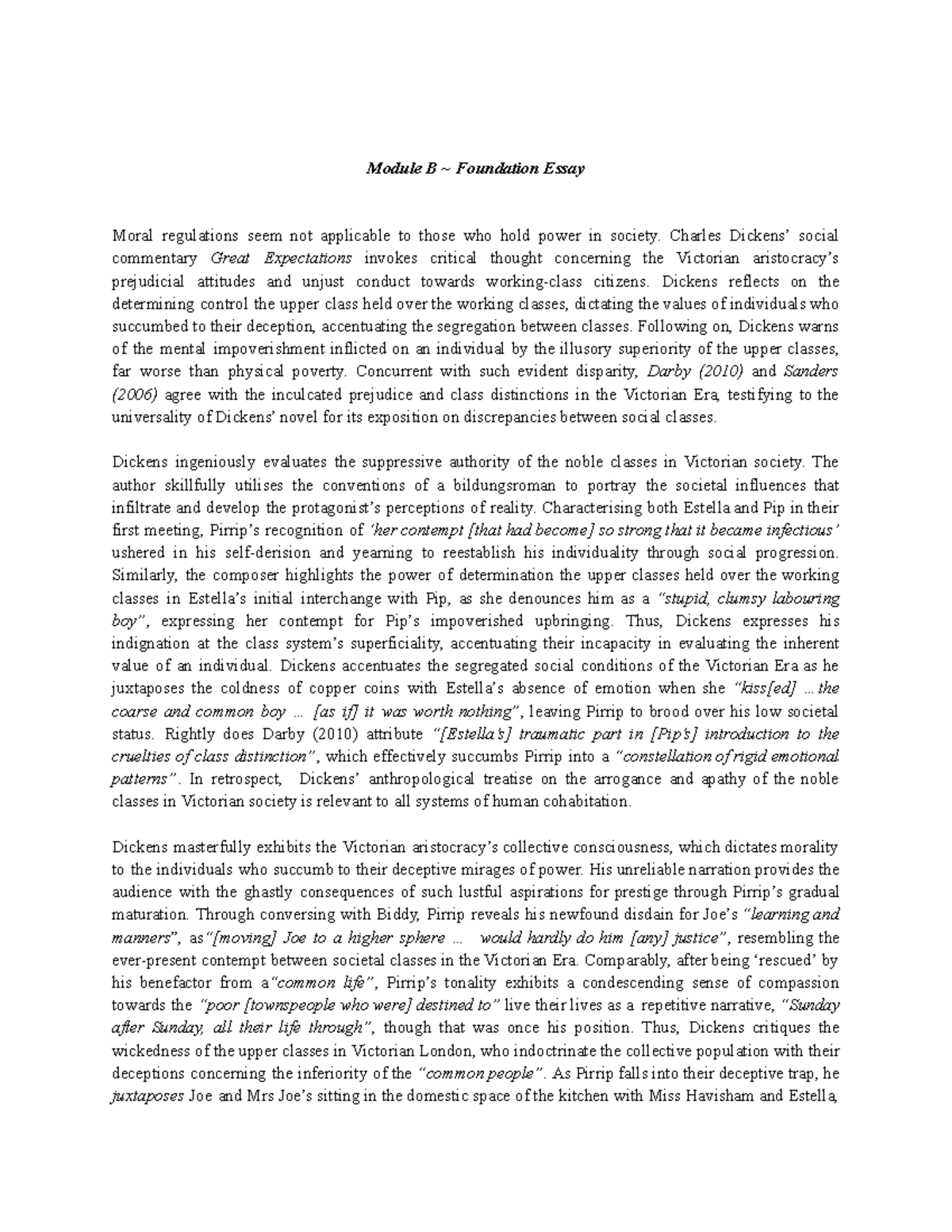 Module B ~ Great Expectations Essay - Module B ~ Foundation Essay Moral ...