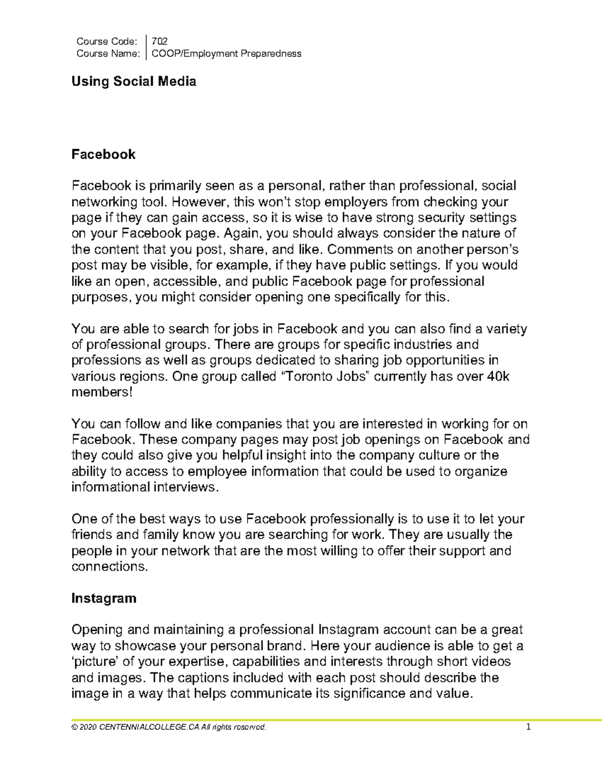 Using Social Media for Professional Purposes - Studocu