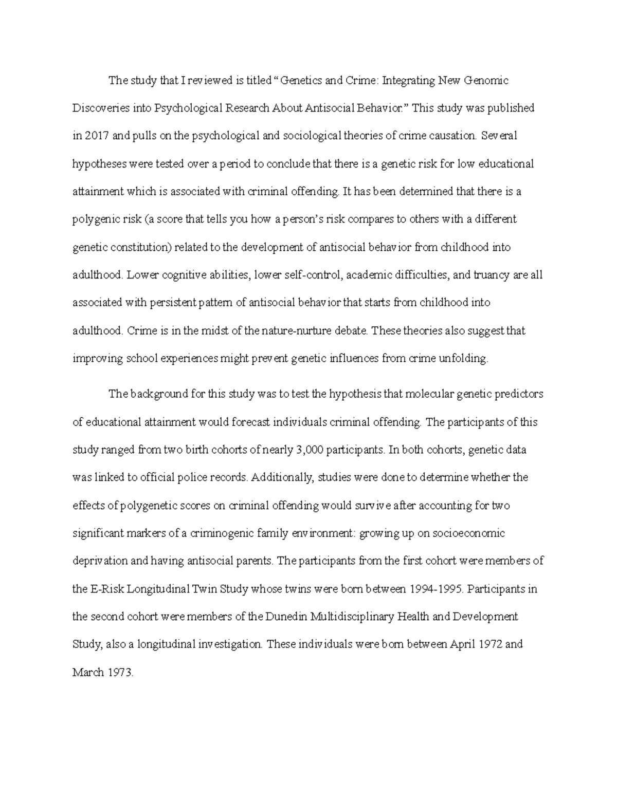 MAT 133 Milestone One Document Template - The study that I reviewed is ...