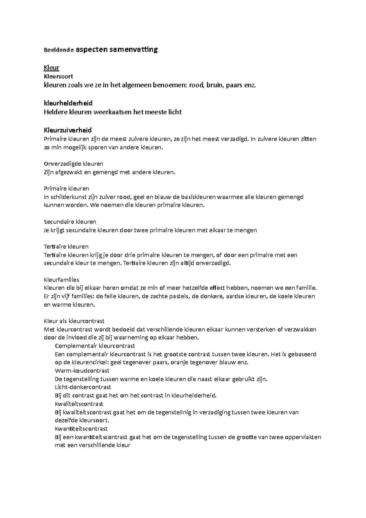 KG samenvatting beeldende aspecten - Beeldende aspecten samenvatting ...