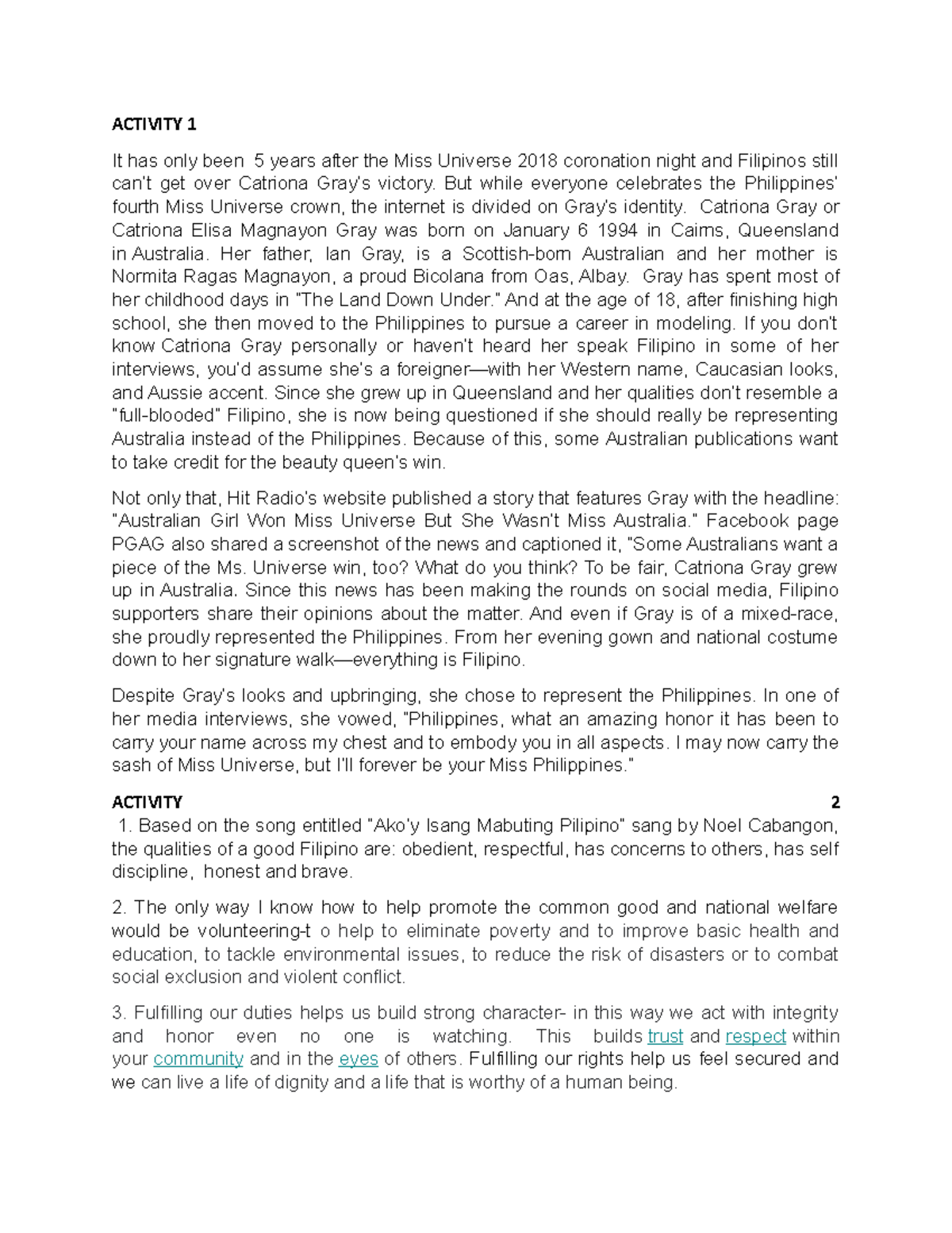 Activity 1literature - ACTIVITY 1 It has only been 5 years after the ...