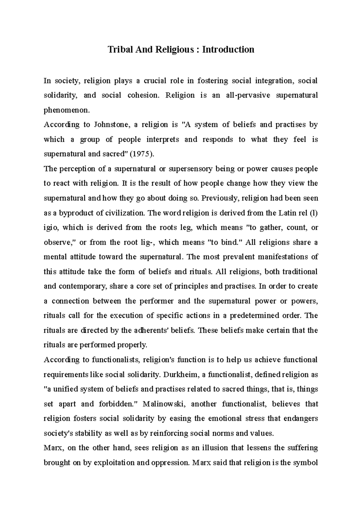 Tribal And Religious - In society, religion plays a crucial role in ...