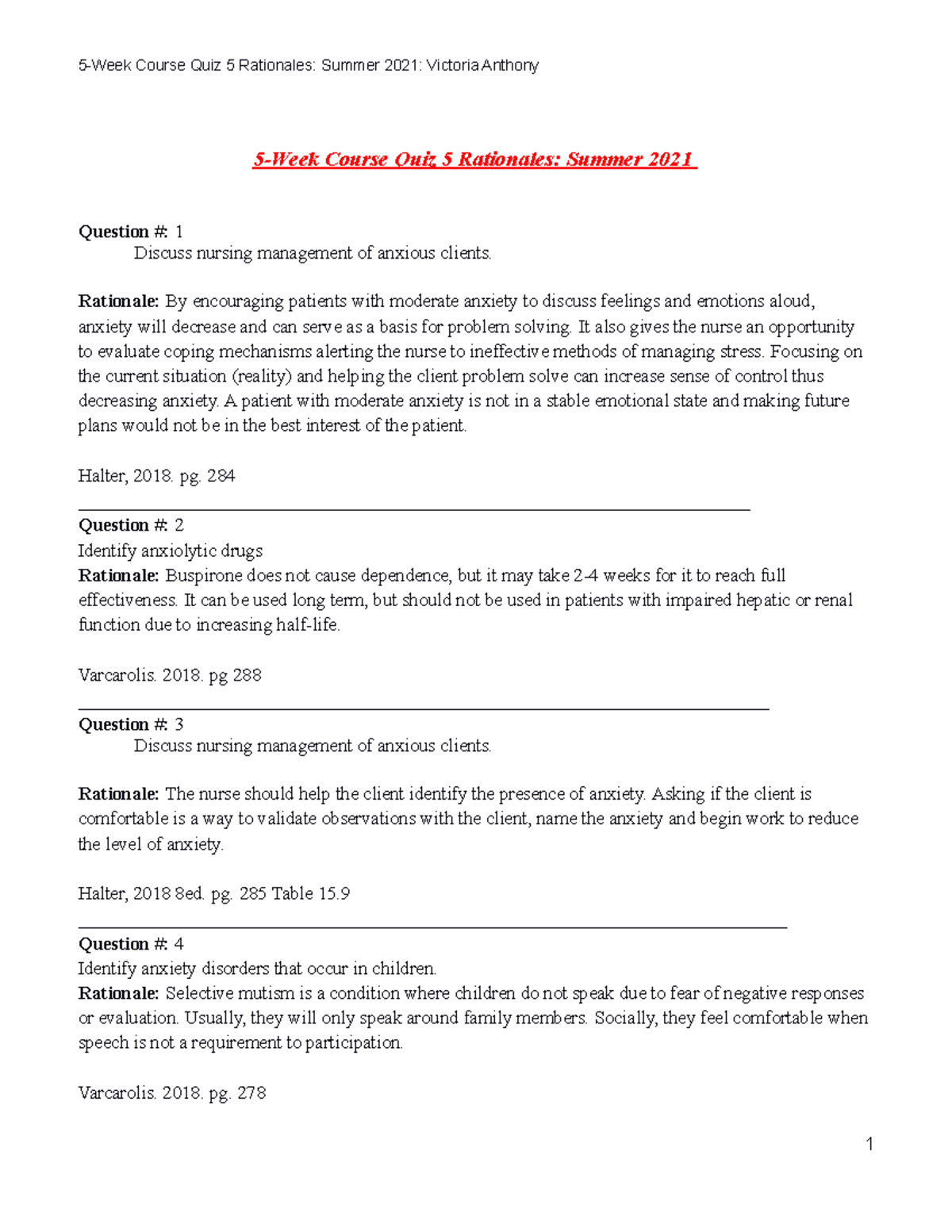 5-Week Course Quiz 5 Rationales - 5-Week Course Quiz 5 Rationales ...