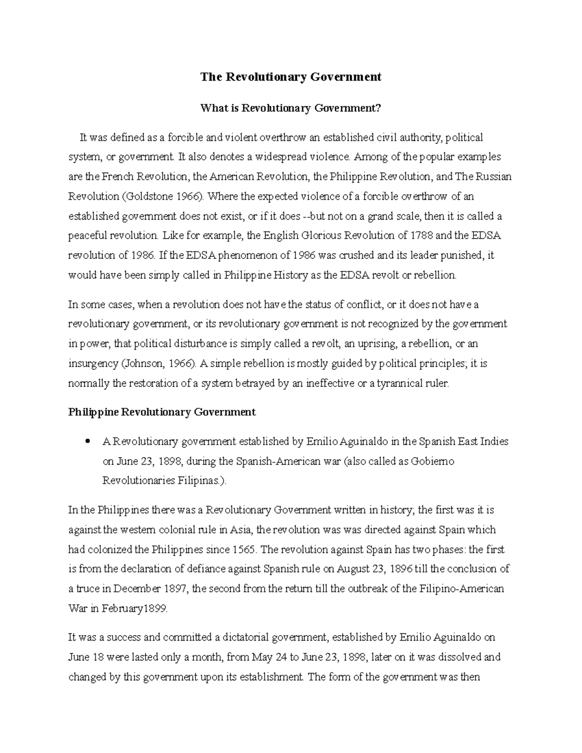 The Revolutionary Government - It also denotes a widespread violence ...