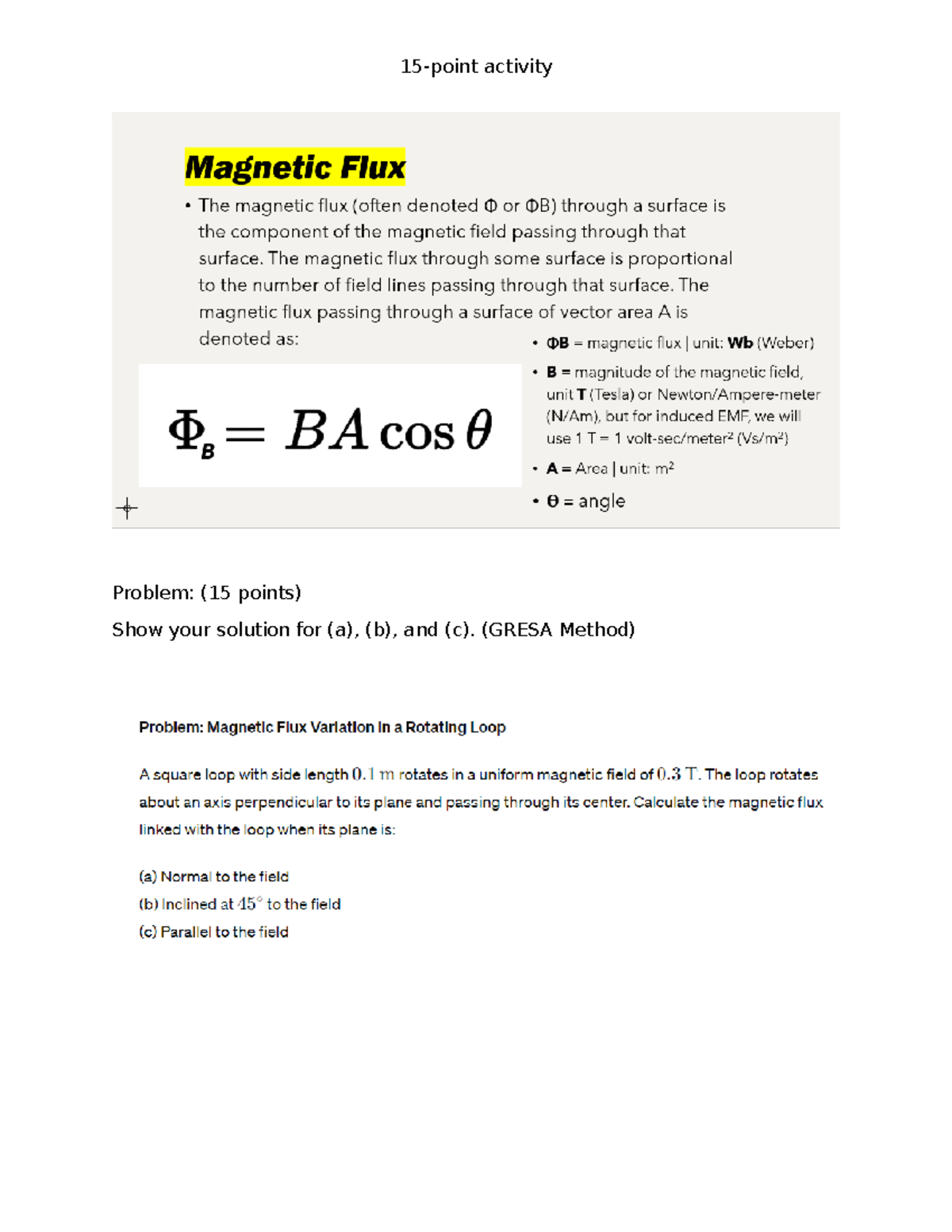 Magnetic Flux (Solving) - General Physics 2 - 15-point activity Problem ...