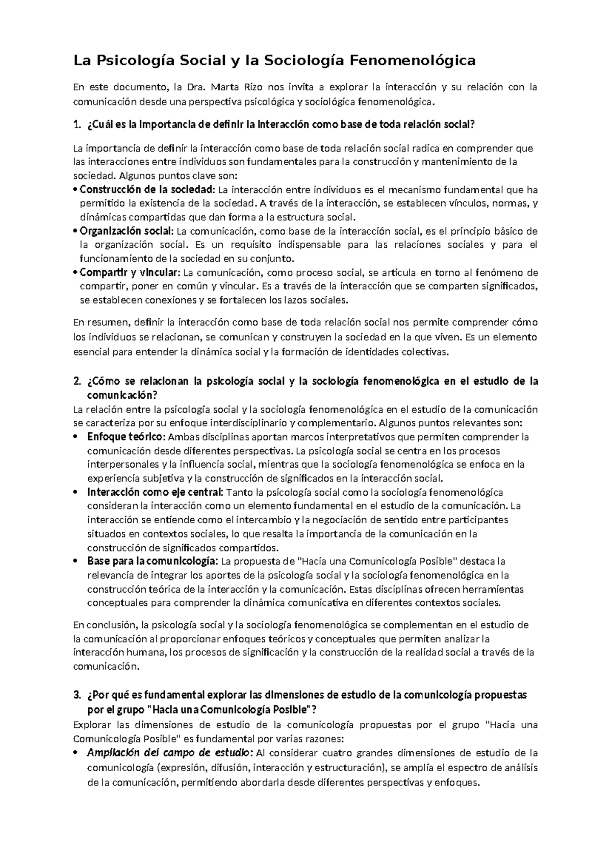 La Psicología Social y la Sociología Fenomenológica - La Psicología Social y la Sociología - Studocu