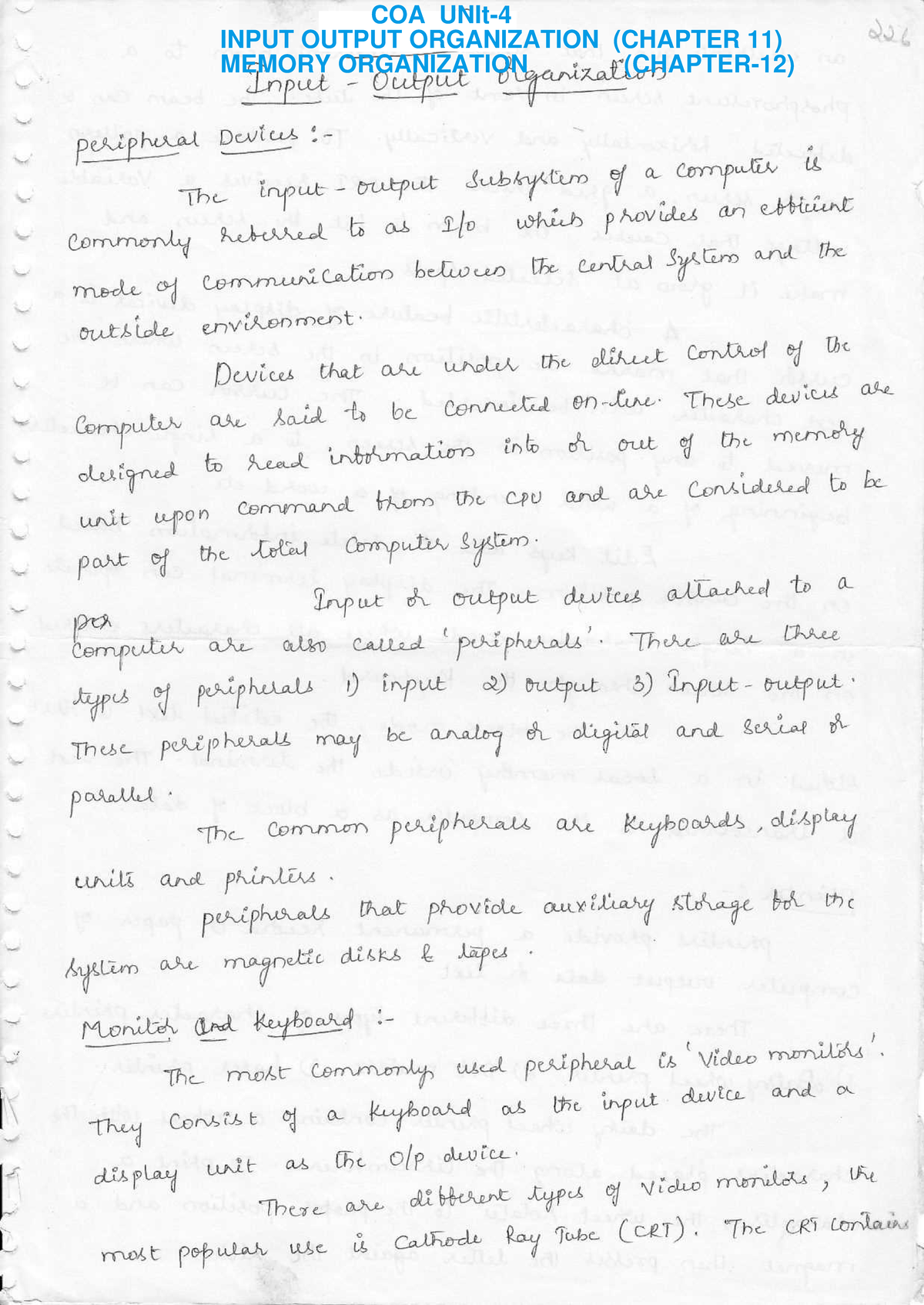 COA UNIT-4 Notes Ch-11,12 - Computer Science - COA UNIt- INPUT OUTPUT ...