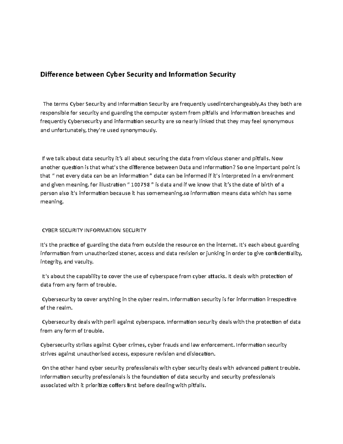 Difference between Cyber Security and Information Security - If we talk ...