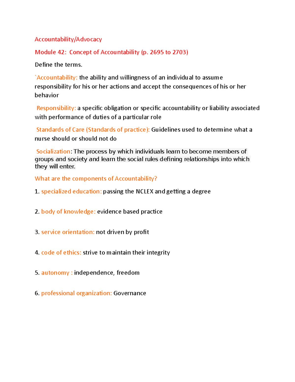 Accountability and Advocacy prep guide - Accountability/Advocacy Module ...