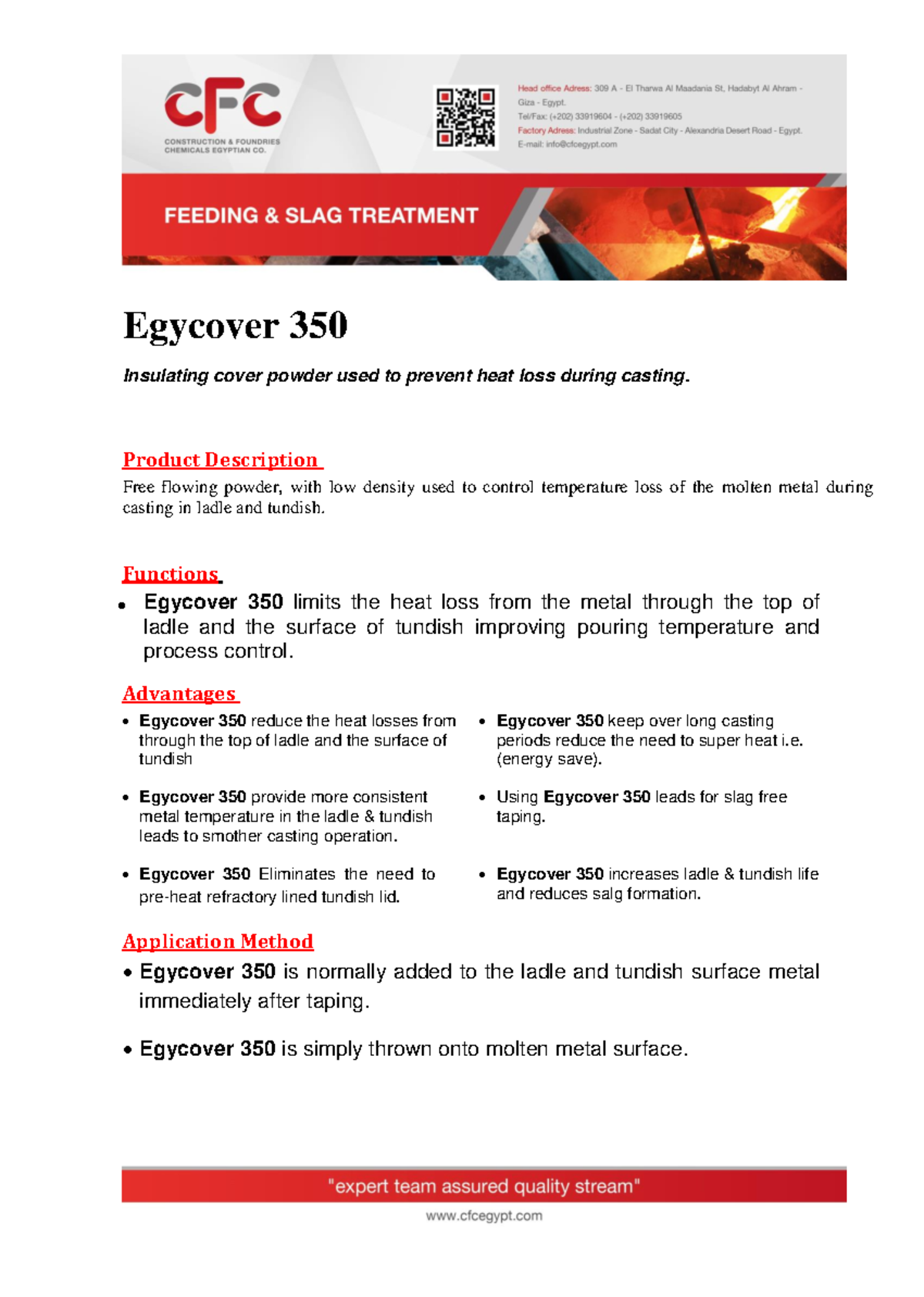 metallurgical chemicals - Egycover 350 Insulating cover powder used to ...