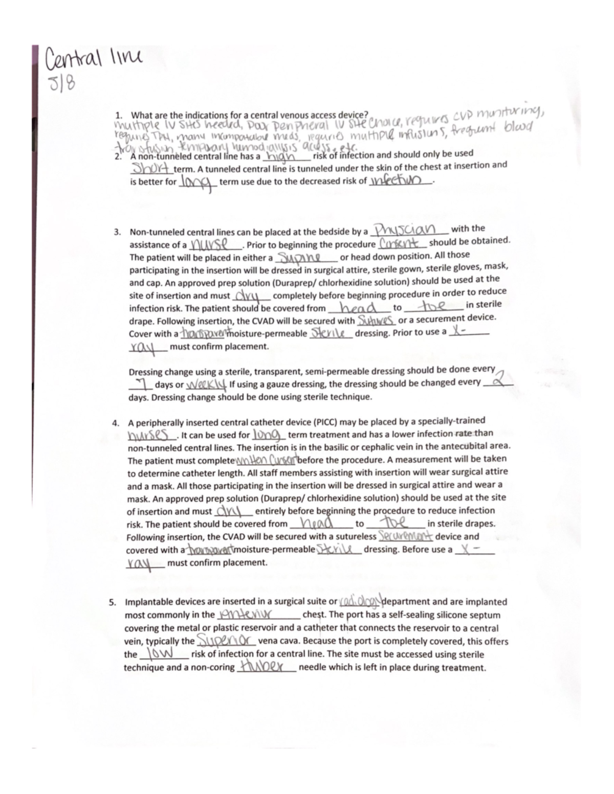 Central Line Insertion and Care: Comprehensive Study Notes - Central ...