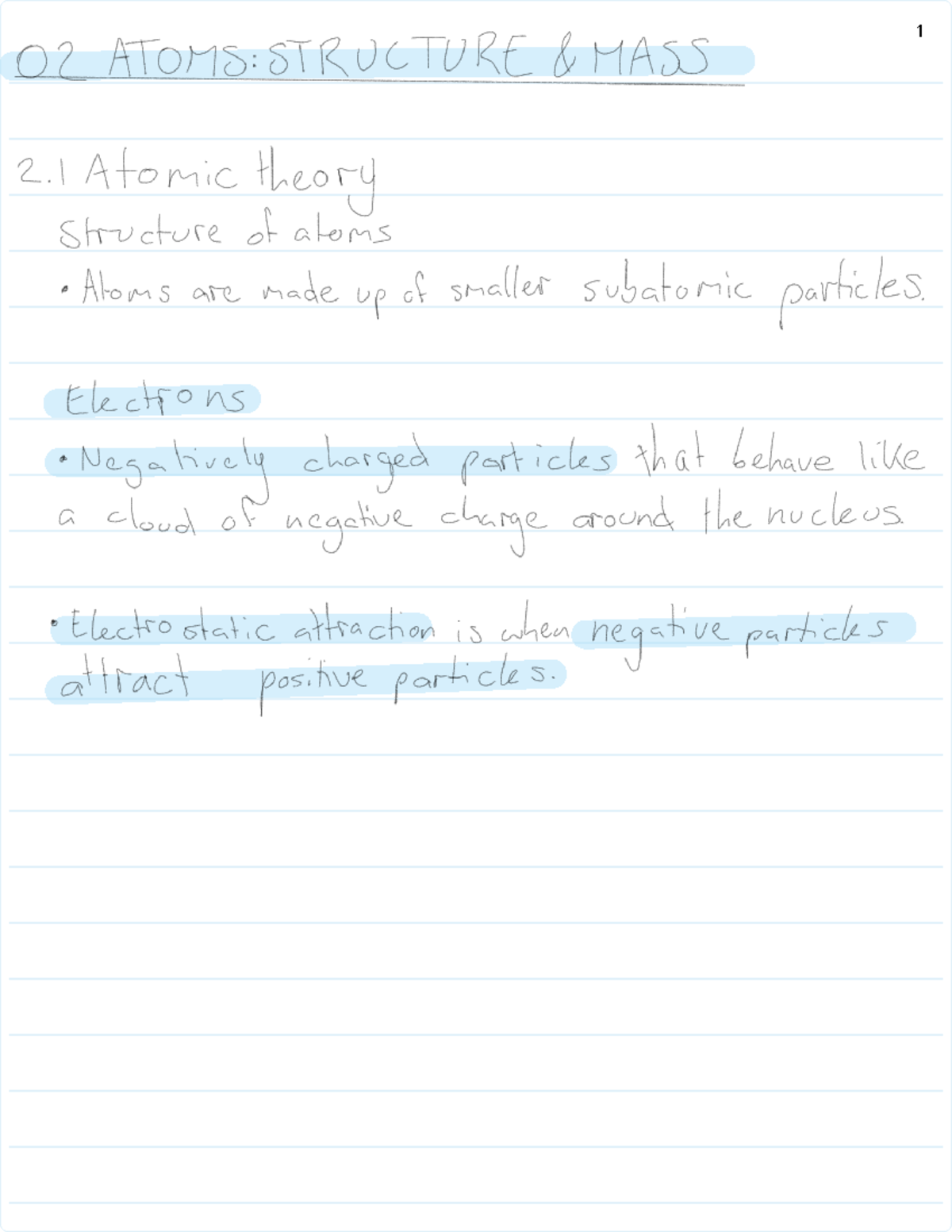 Chapter 2&3 Summary - 1 02 ATOMS: STRUCTURE MASS 2 Atomic theory ...