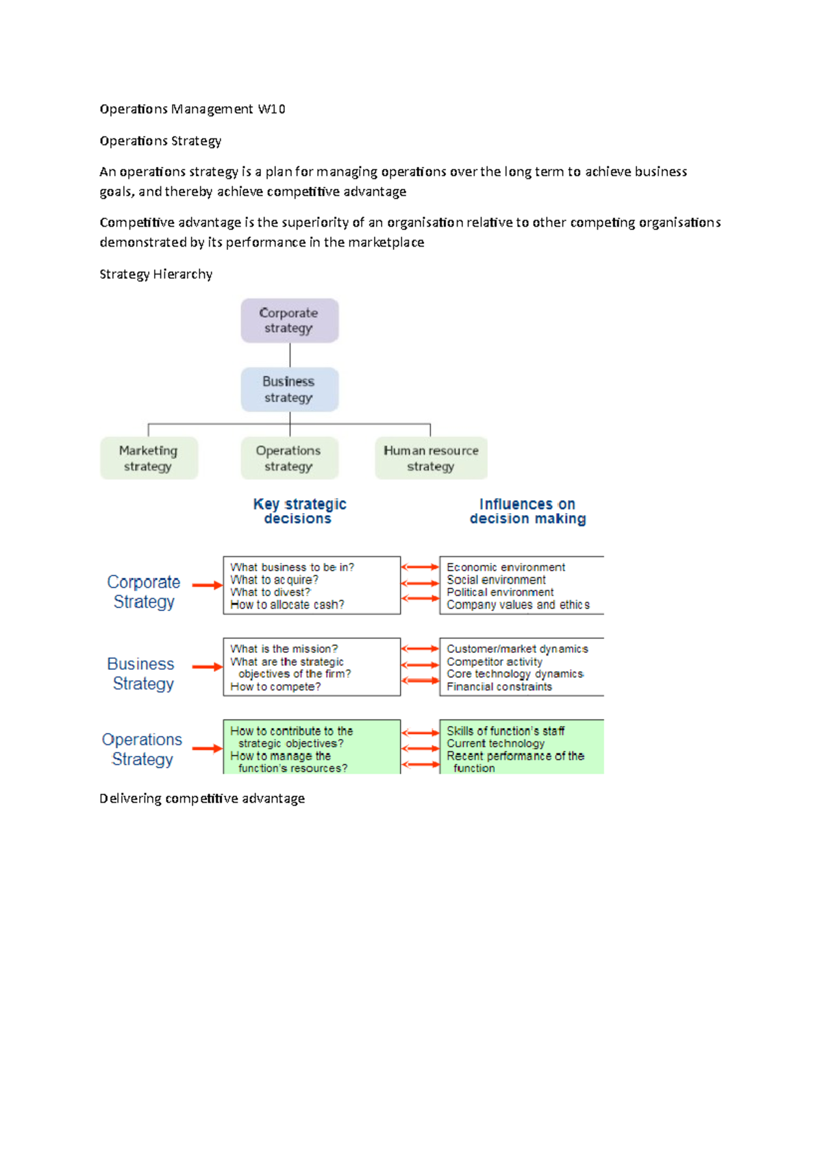 Operations Management W10 - Operations Management W Operations Strategy ...