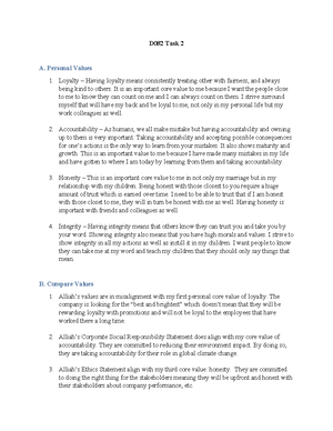 D253 Task 1 - D253 - TASK 1: Becoming an Effective Values-Based Leader ...