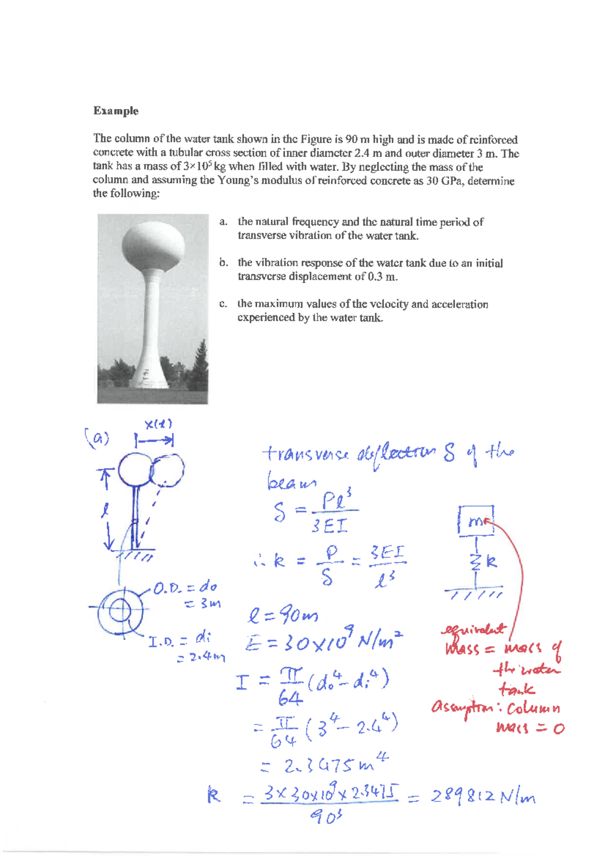 Example-water-tank - Question and Answer - Dynamics and Vibration - Studocu