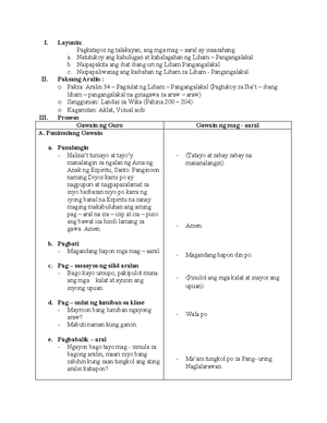 Tagalog Sample Lesson PLAN - Republic of the Philippines DON HONORIO ...