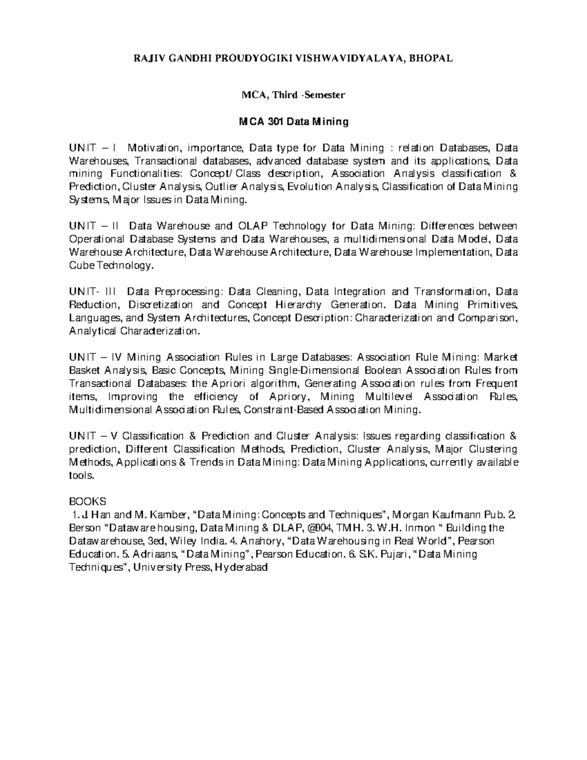 3rd sem syllabus - ABC - RAJIV GANDHI PROUDYOGIKI VISHWAVIDYALAYA, BHOPAL MCA, Third - Semester ...