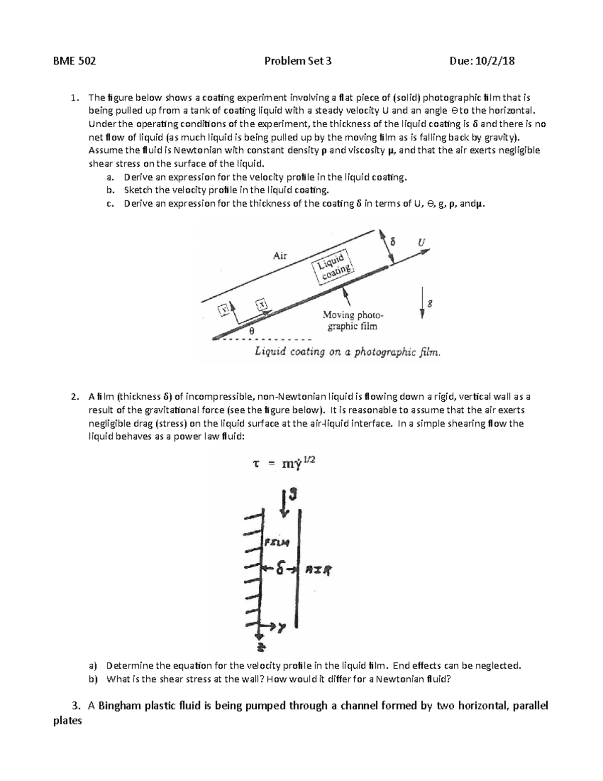 BME 502 Problem Set 3 - BME 502 Problem Set 3 Due: 10/2/ The figure ...