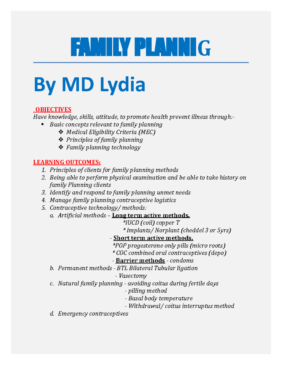 Family planning-1 - Principles of clients for family planning methods 2 ...