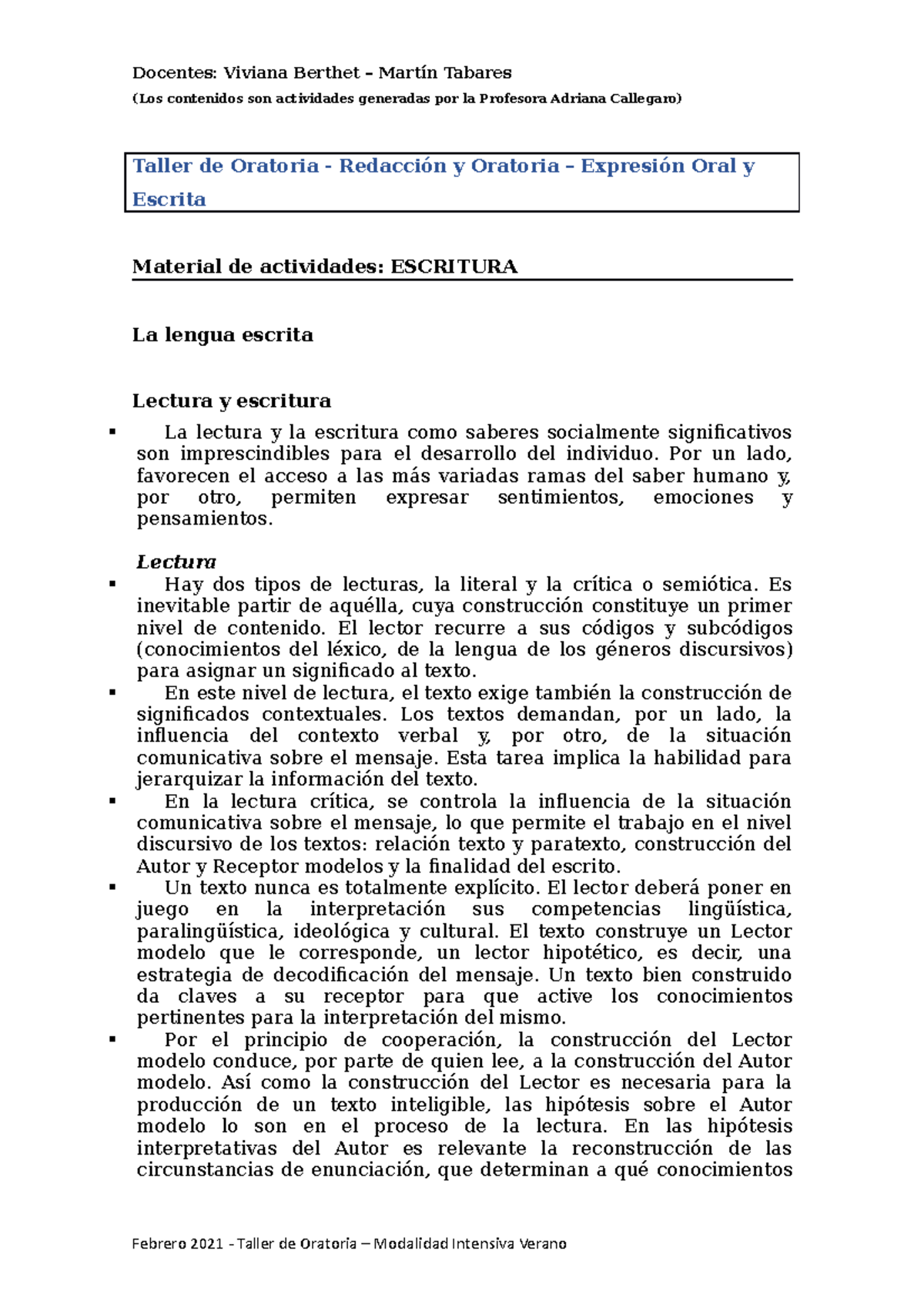 Material adicional redacción - (Los contenidos son actividades ...