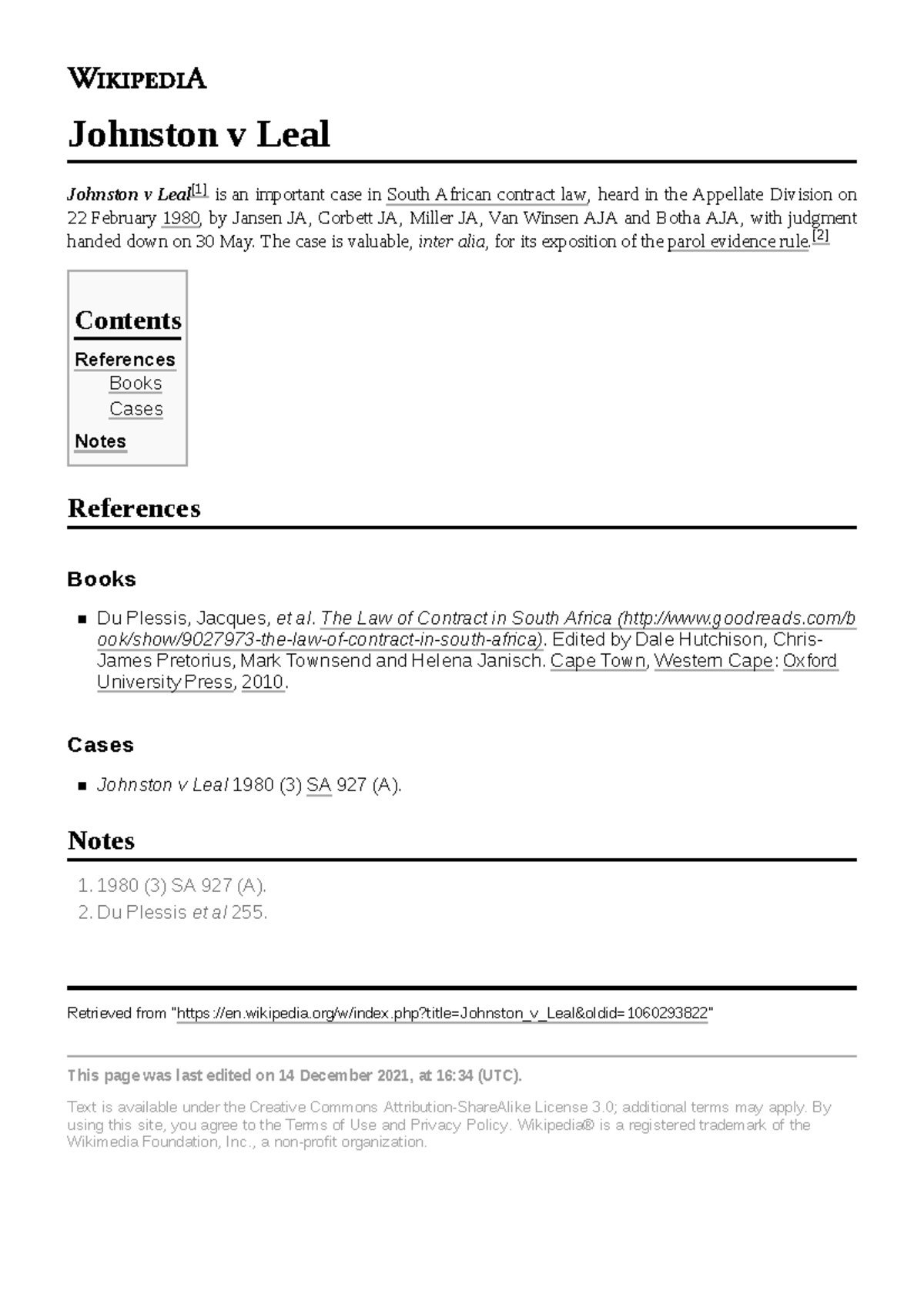 Johnston v Leal - case law - Johnston v Leal Johnston v Leal[1] is an ...