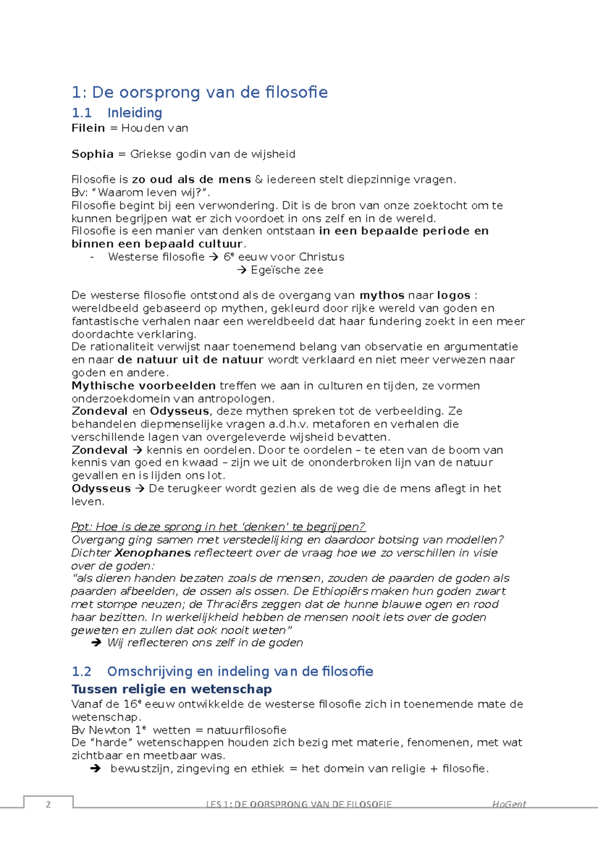 Les1 De oorsprong van de filosofie - Bv: “Waarom leven wij?”. Filosofie ...