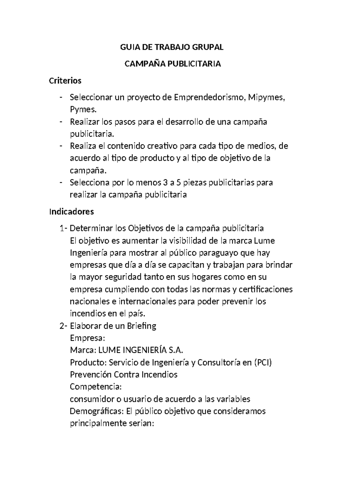 GUIA DE Trabajo Extramuro- CampañA Publicitaria - GUIA DE TRABAJO ...