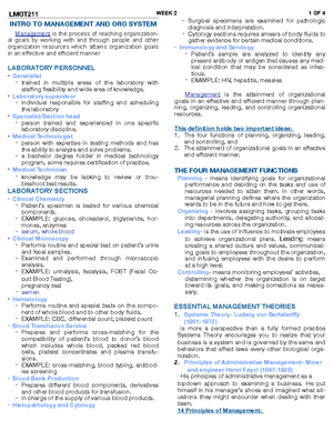 iNTRODUCTION TO LABORATORY MANAGEMENT - 1 of 8 LABORATORY MANAGEMENT ...