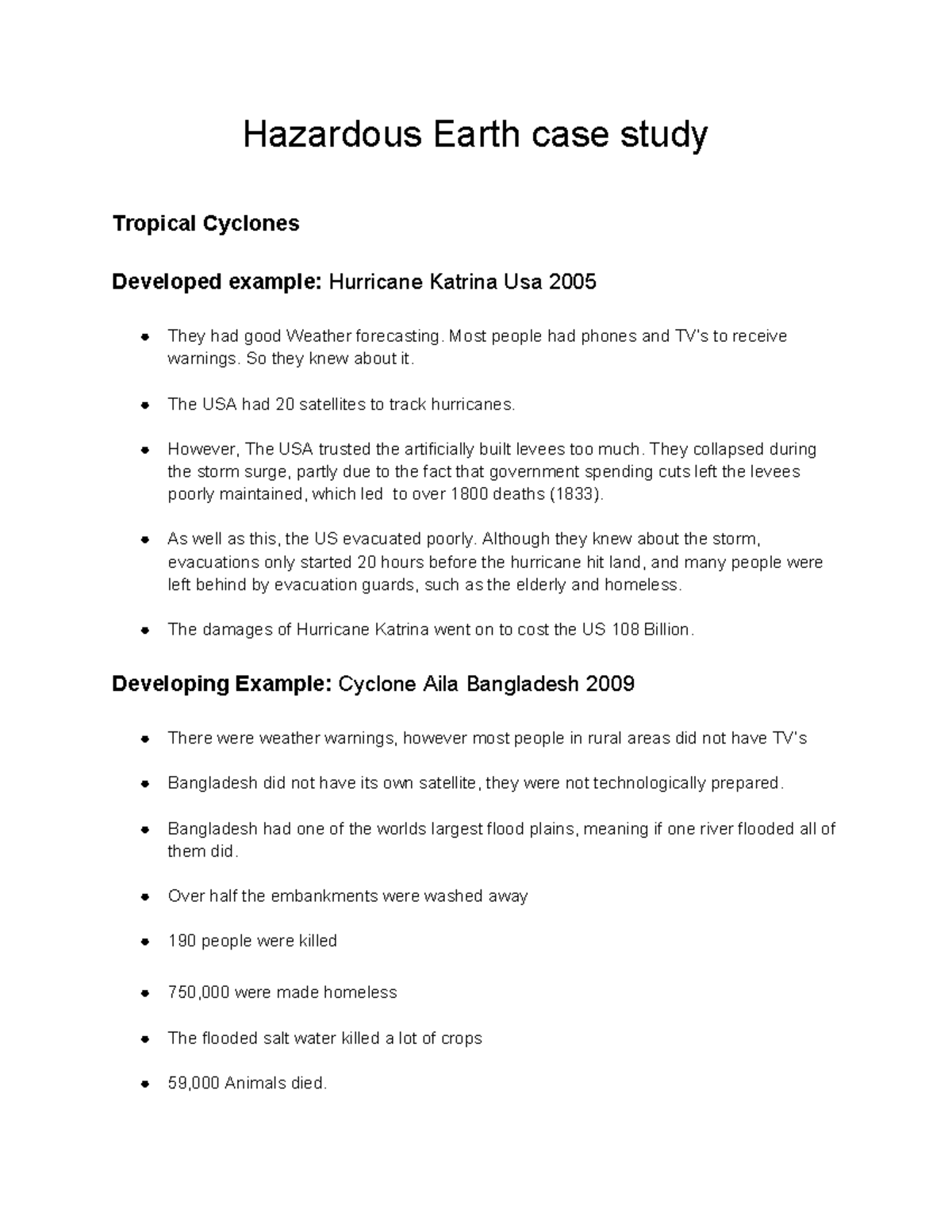 Untitled document - Ignore - Hazardous Earth case study Tropical Cyclones Developed example ...