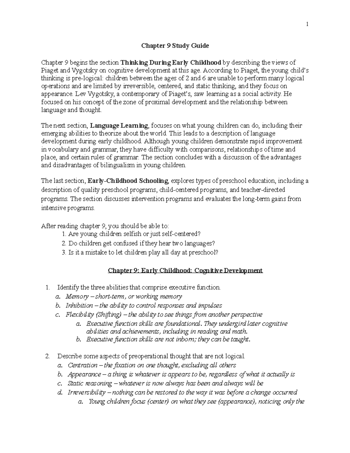 Chapter 9 Study Guide - Chapter 9 Study Guide Chapter 9 begins the ...