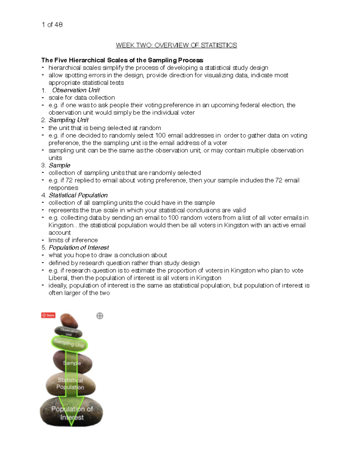 Term Test 2 Compiled Notes - WEEK TWO: OVERVIEW OF STATISTICS The Five ...