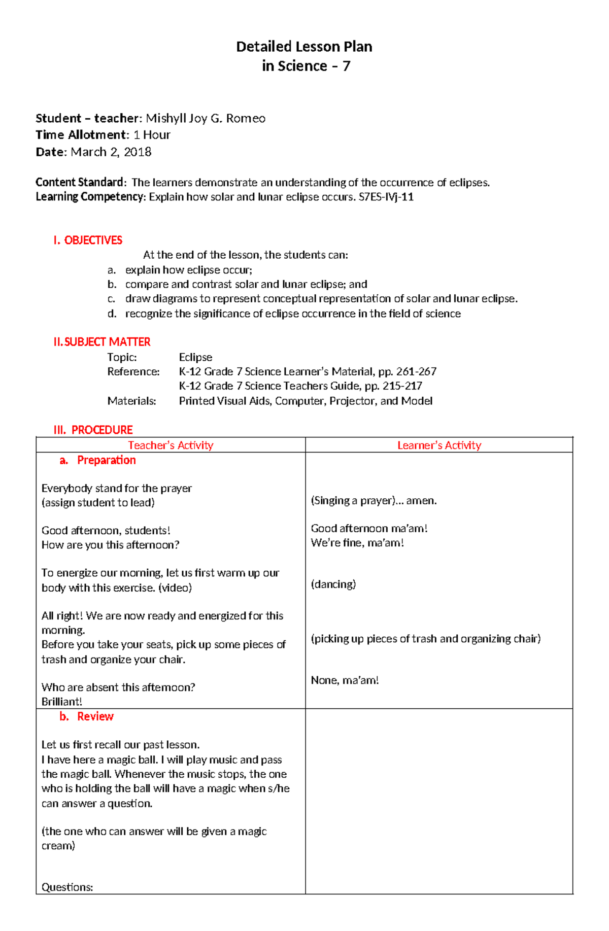 448994406 detailed lesson plan - Detailed Lesson Plan in Science – 7 ...