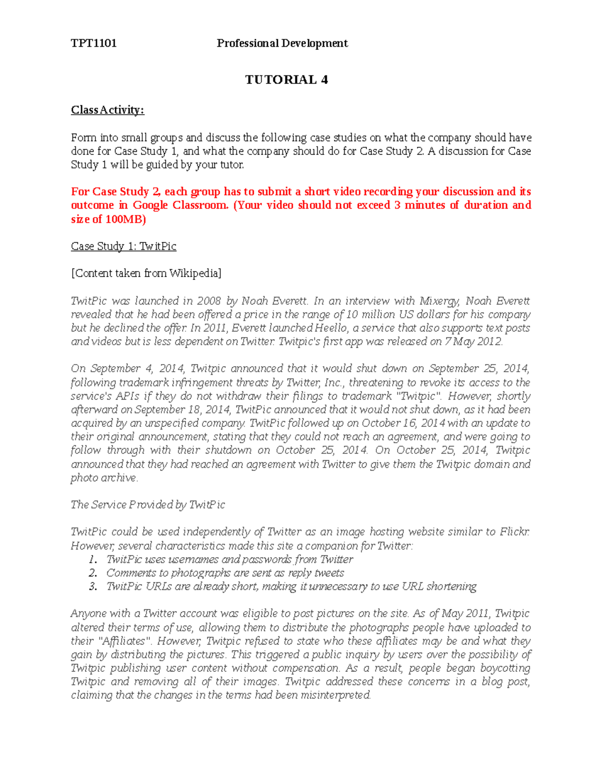 Tutorial-4 Question (Intellectual Property II ) - TPT1101 Professional ...